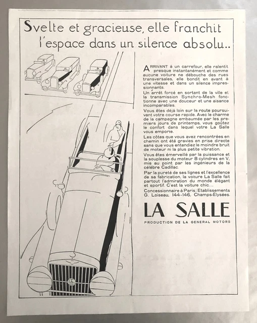 AFFICHE PUBLICITAIRE ANCIENNE années 1920/1930 - Thème automobile - La Salle (2) EUR 4,95 ...