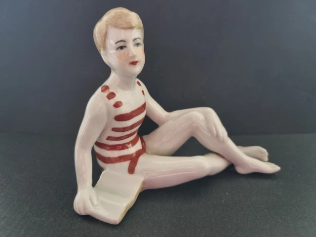 TERRIFIC ART DECO 1920's Style Porcelain Bathing Beauty Figure Pin Doll ...