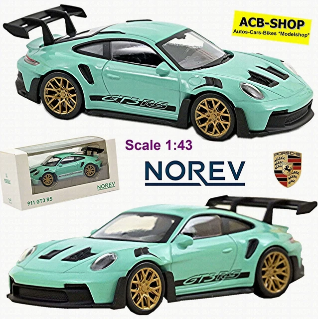 PORSCHE 911 GT3 RS 2022 grün Mint Green with Black stickers 1:43 Norev ...
