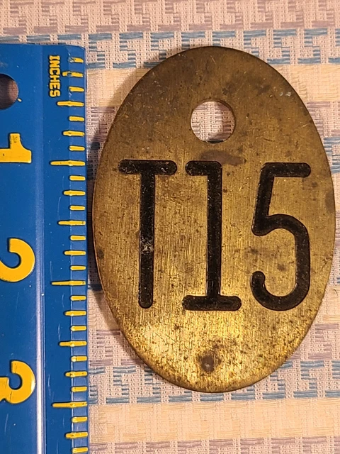 VINTAGE BRASS COW Number Tag Dairy Farm Cattle Marker #T15 Double Sided ...