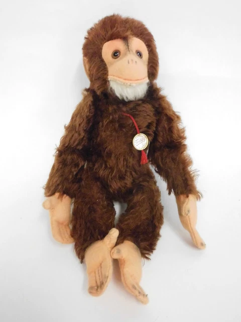 ORGINAL HERMANN TEDDY Affe, Schimpanse, 5 fach beweglich, 30cm ,antik ...