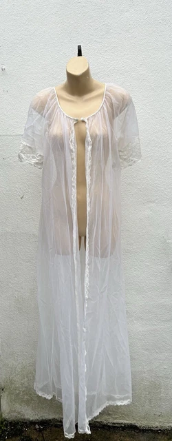FEMININE DAINTY VINTAGE Vanity Fair Maxi Robe White 42” Bust Ankle ...
