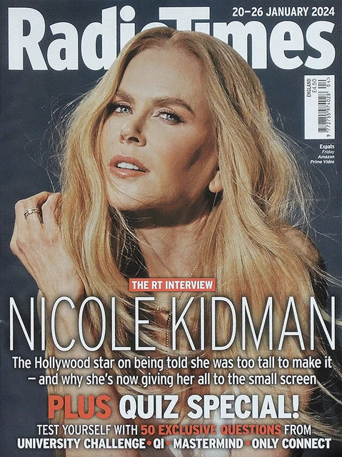 RADIO TIMES 20 Jan 2024 . Nicole Kidman Front Cover. Wilderness With ...