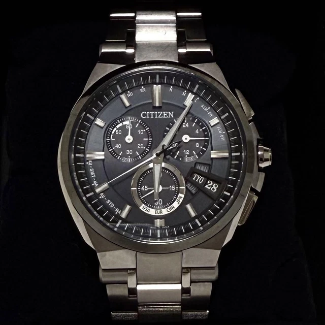 CITIZEN ATTESA H610 Radio Solar Titanium Chronograph Black Dial Mens ...