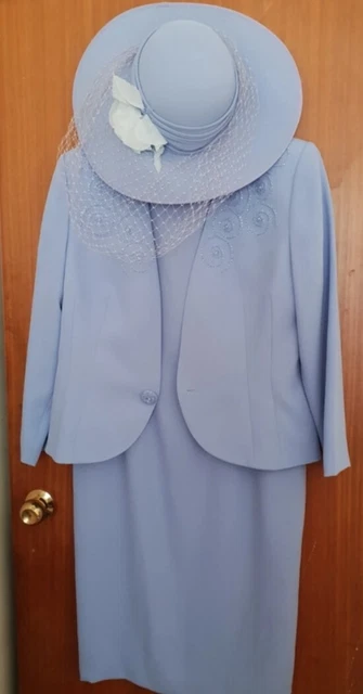 JACQUES VERT WEDDING Outfit Mother Of The Bride 3 Piece Suit & Hat Size ...