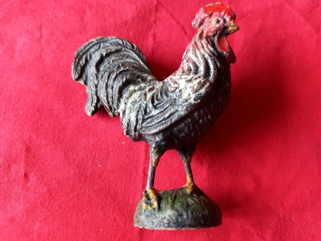 ELASTOLIN FARM ANIMAL, standing black rooster, 1930s, vintage, German ...