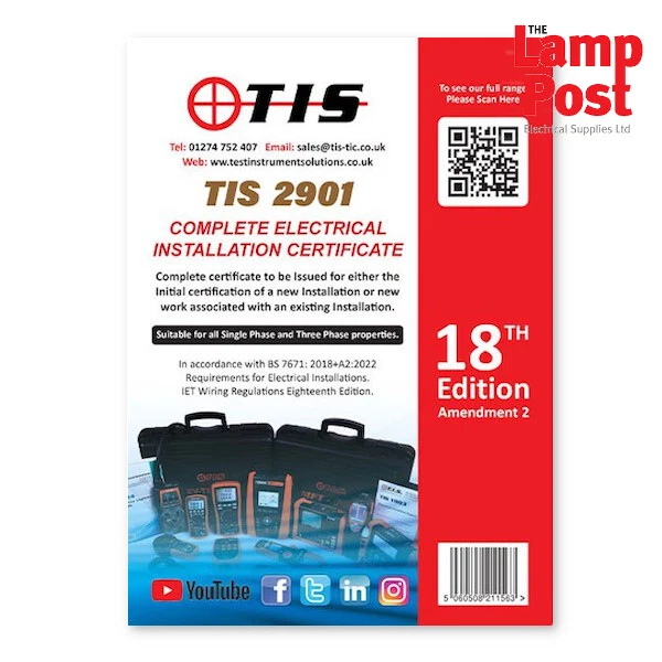 TIS 2901 COMPLETE Electrical Installation Certificate 18th Edition ...