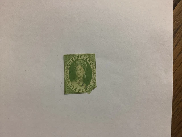 QUEENSLAND 1860-81 6D Green Chalon used trimmed $1.99 - PicClick AU