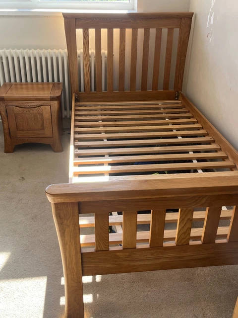 OAK SINGLE BED and bedside table BUNDLE Orrick Wooden £182.68 - PicClick UK