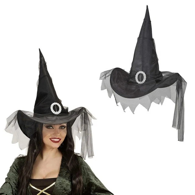 BLACK WITCH HAT Adult Halloween Party Hat Role Play Carnivals Festival ...