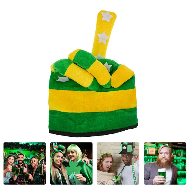 ST. PATRICKS DAY Costume Hat Middle Finger Irish Striped Safety Hats £ ...