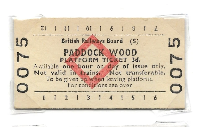 PADDOCK WOOD RED Diamond Edmondson Card Platform Ticket British ...