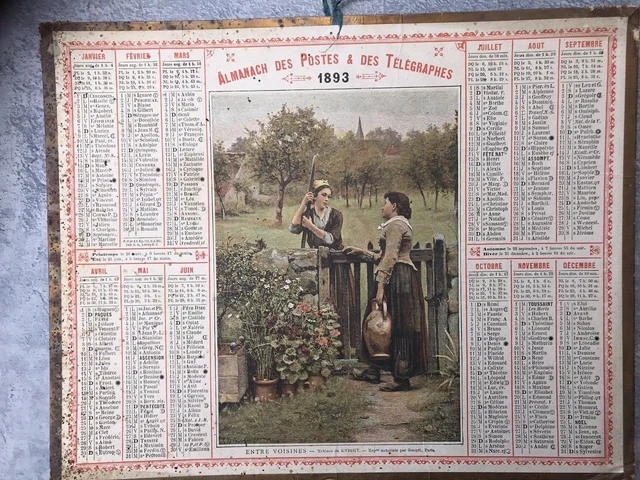 ANCIEN ALMANACH DES postes calendrier 1893 EUR 25,00 - PicClick FR