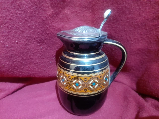 ANTIQUE VICTORIAN JACKFIELD Black Classical Revival Silver Plate Lidded ...