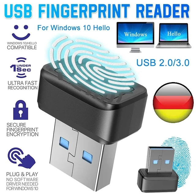 FINGERABDRUCK SENSOR USB Dongle Fingerprint Reader Windows Hello Win 10 ...