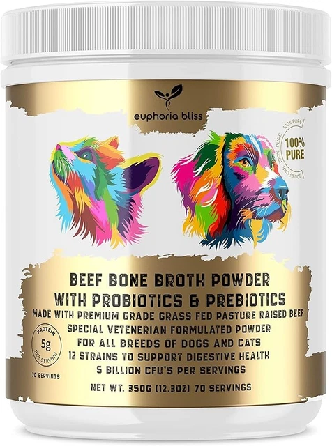 BEEF BONE BROTH Probiotic & Prebiotic For Dogs & Cats with Sensitive ...