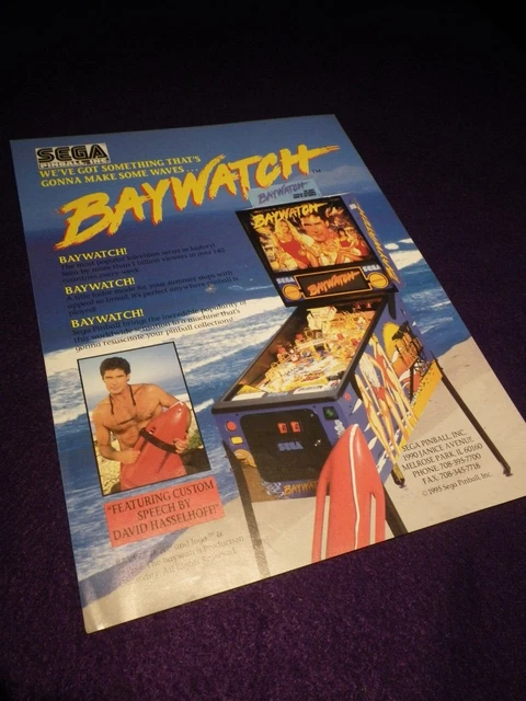 SEGA BAYWATCH PINBALL Machine Flyer £10.78 - PicClick UK