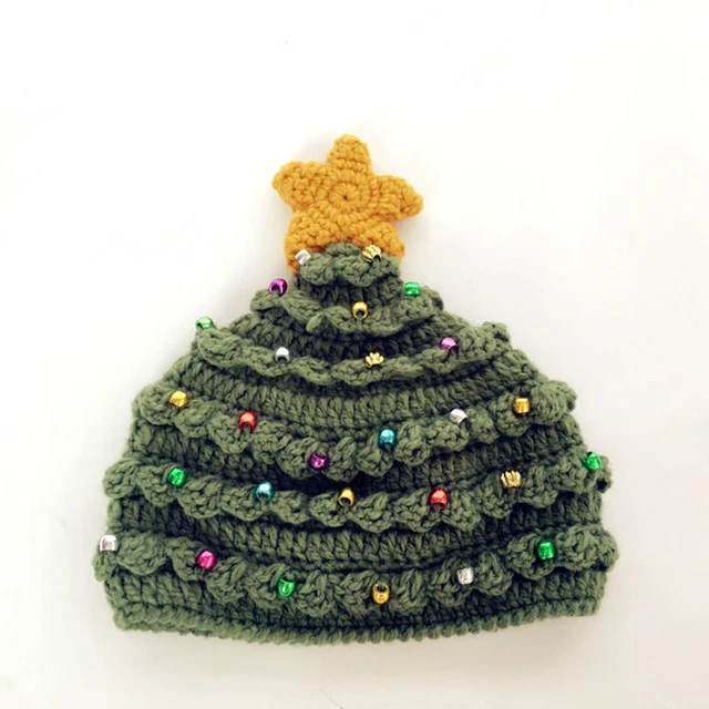 CHRISTMAS KNITTED HAT Adorable Christmas Tree Shaped with Star Crochet ...