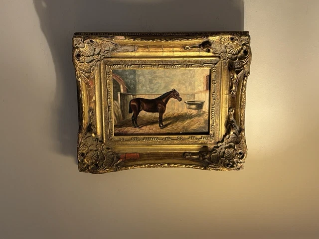 ANTIQUE OIL PORTRAIT Painting Of A Horse. Equine Interest. Signed H ...