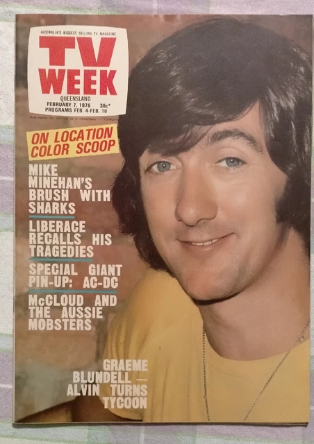 RARE AUSTRALIAN TV WEEK magazine - 1975 - AC/DC poster - Dennis Weaver ...