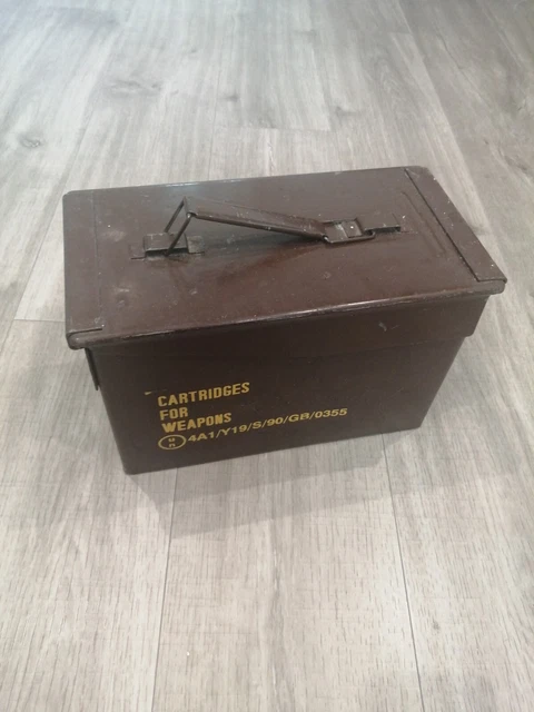 EX BRITISH ARMY Large Metal Storage Ammo Box Tin Heavy Duty Military ...