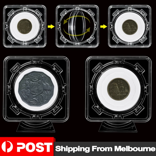 NEW 360 ROTATING Coin Capsules For Australian $2 50c Two Dollar Fifty Cent Coins $9.99 - PicClick AU