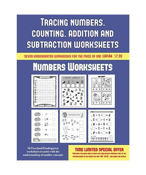 NUMBERS WORKSHEETS (TRACING Numbers, Counting, Addition and Subtraction ...