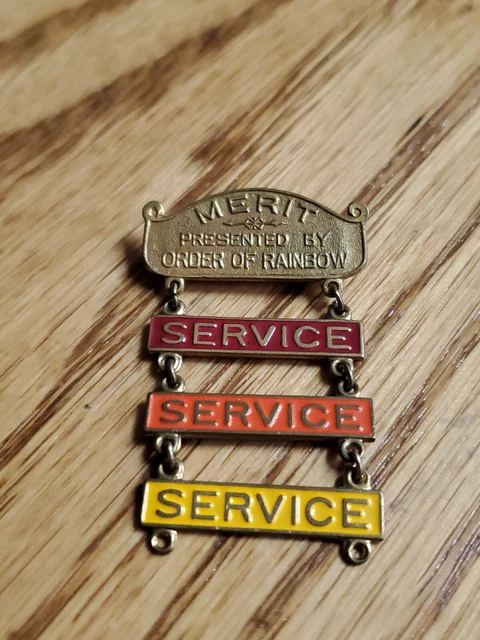 VINTAGE MERIT SERVICE Pin International Order of the Rainbow Girls ...