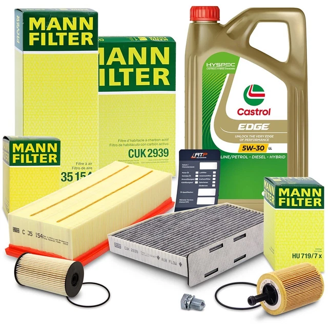 MANN-FILTER SERVICE KIT+5L Castrol 5W-30 Ll For Audi Tt 8J 2.0 Tdi 08 ...