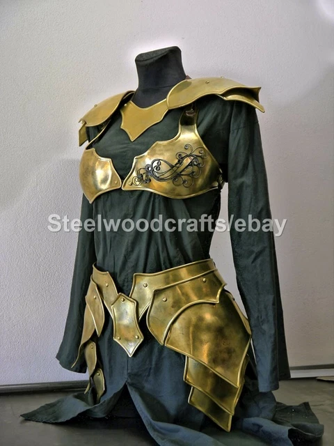 MEDIEVAL LOTR ELVEN Princess Female Armor Corset/Tassets/Pauldrons with ...