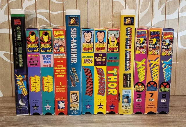 MARVEL VHS TAPE Lot Spider-Man Iron Man Sub-Mariner Thor Captain ...