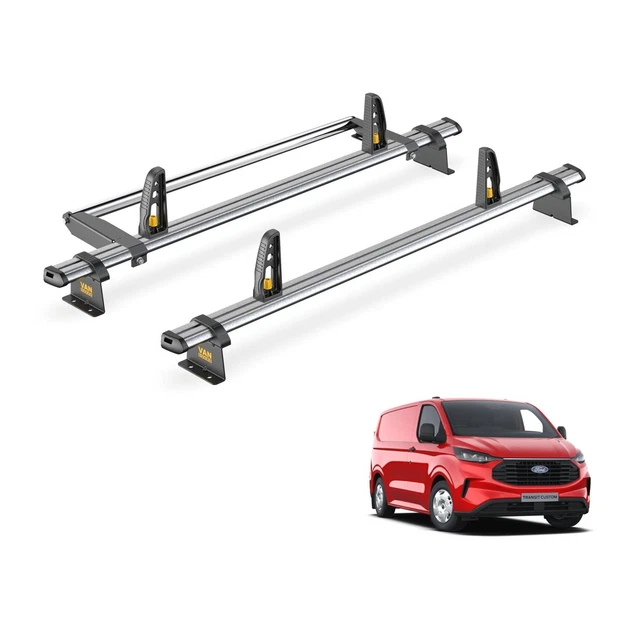 FORD TRANSIT CUSTOM Roof Rack for 2024+ Van Guard 2 Bars + Roller ...