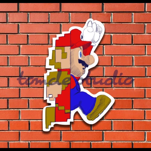 8-BIT SUPER MARIO Decal/Sticker - super mario bros - half and half ...