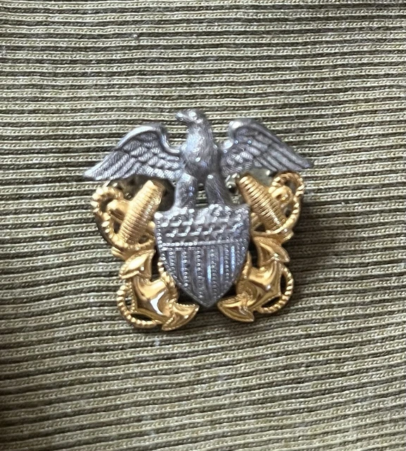 WW2 US NAVY Silver Gold Officer’s Hat Insignia Badge Eagle American ...