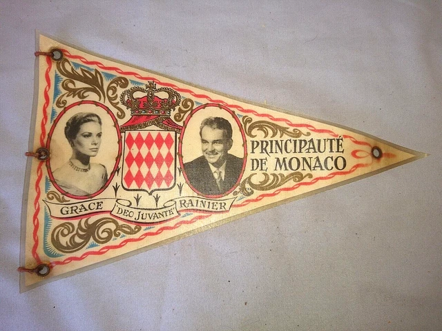 ANCIEN FANION DRAPEAU BLASON ECUSSON de PRINCIPAUTE MONACO GRACE ...