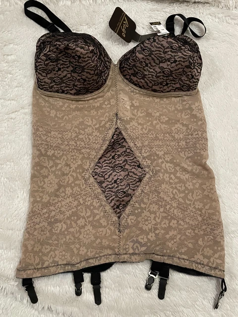 44C RAGO CORSELETTE 6 Garters Open Bottom Girdle Bra Body Briefer Black ...