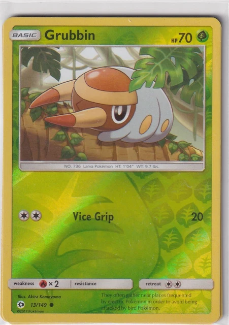 POKEMON CARTE TRADING Soleil Et Lune Numéro 13/149 Grubbin Reverse Holo ...