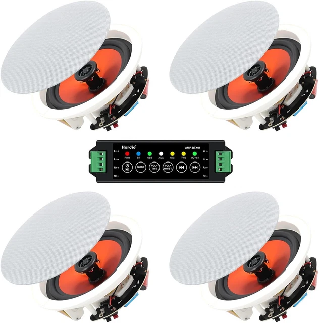 HERDIO 6.5& 4 PCS 600 Watts Ceiling Bluetooth Speakers Kitchen Ceiling ...