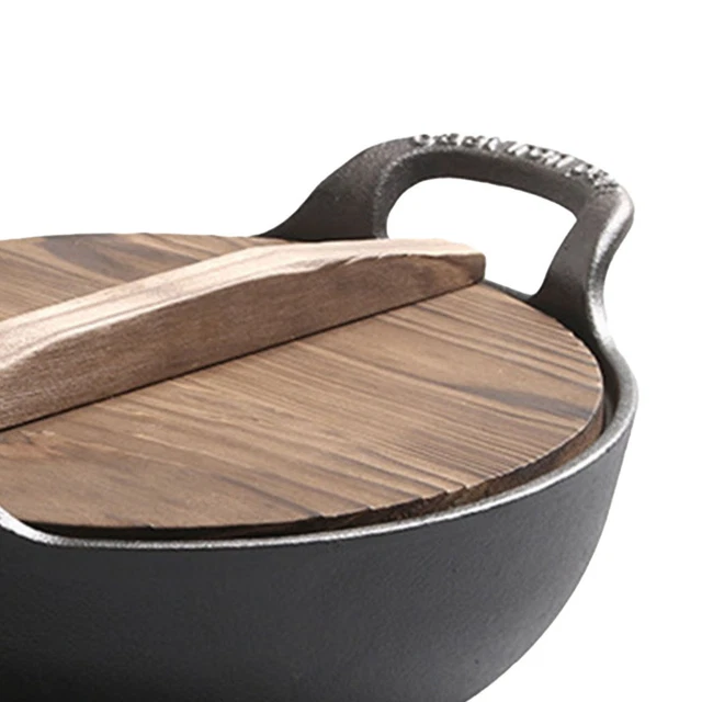 CAST IRON WOK Anti Stick Thickened Cast Iron Stir Fry Pan With Lid ...