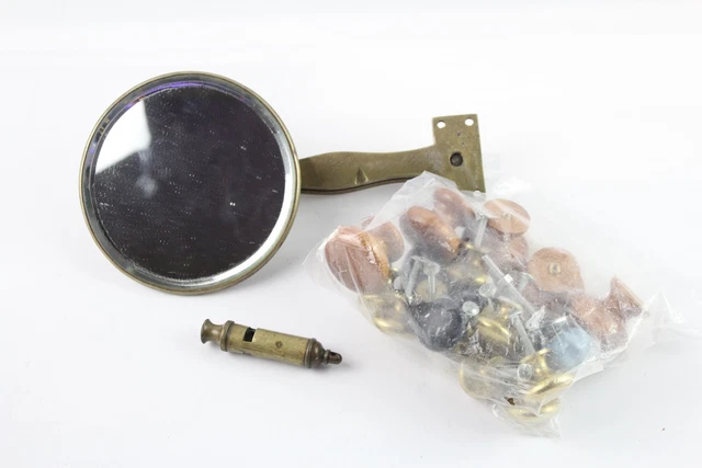 BRASS DOOR KNOBS And Vintage Wing Mirror W/ Wooden/ Ceramic Knob £0.99 ...