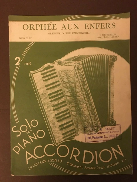 VINTAGE PIANO ACCORDION Sheet Music - Orphee Aux Enfers" (M98) £1.99 ...