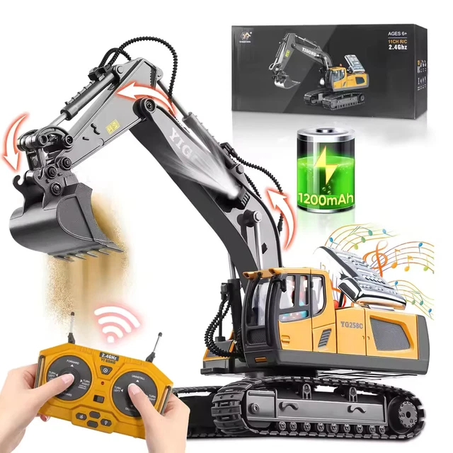 REMOTE CONTROL EXCAVATOR 11 Channel RC Excavator Truck Toys 2.4Ghz £31. ...