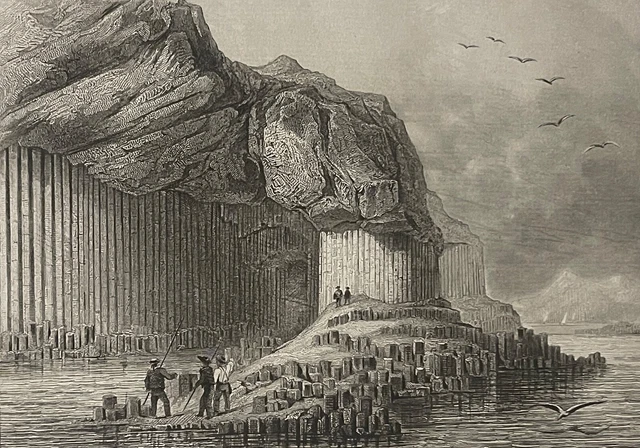 GROTTE DE FINGAL Écosse Staffa Royaume-Uni par Lechard c 1838 EUR 22,00 ...