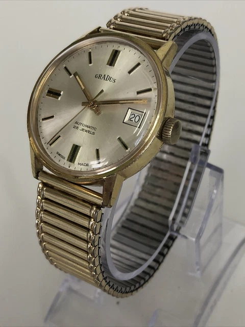 GRADUS VINTAGE 1970S Gents 25 Jewel Automatic Watch with Speidel ...