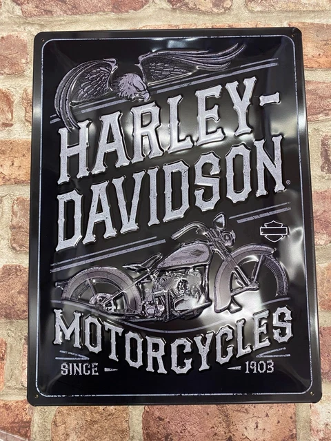 HARLEY DAVIDSON EAGLE Large Retro style Embossed Metal Sign. Home, Bar ...