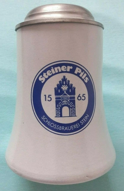 ALTER BIERKRUG SCHLOSSBRAUEREI Stein Krug Zinndeckel Steiner Pils 0,5 L ...