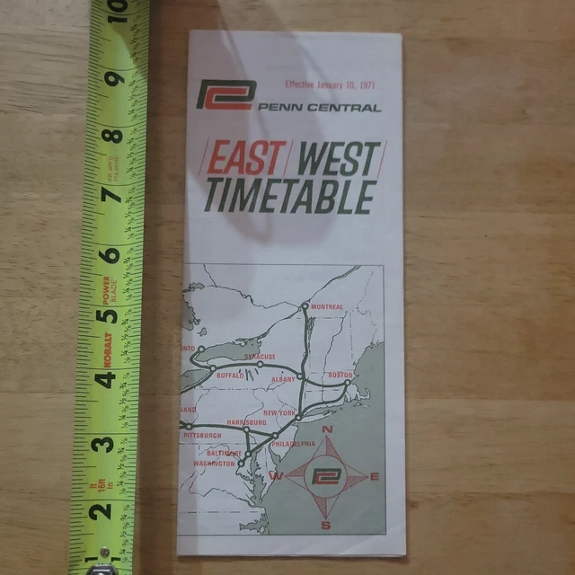 PENN CENTRAL EAST West Timetable 1971 Schedule Train Railroad 4 50 PENN CENTRAL EAST West Timetable 1971 Schedule Train Railroad 4 50