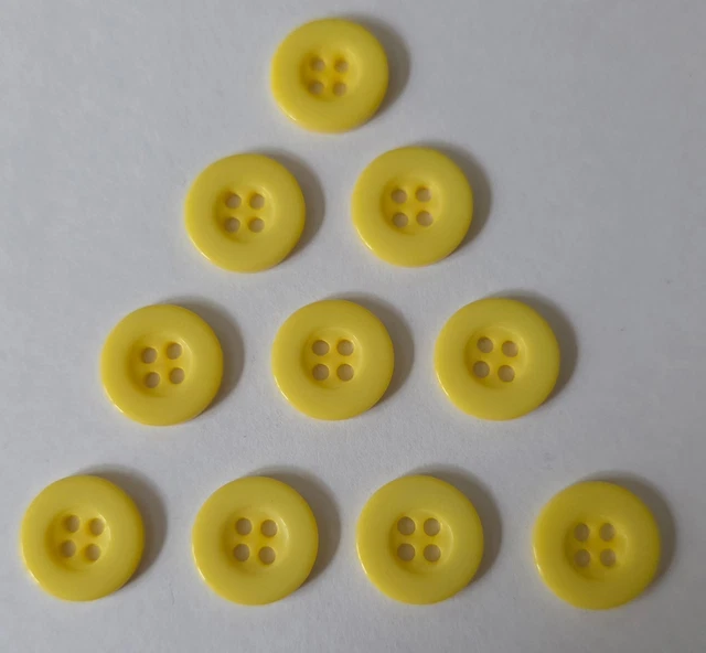 10 LEMON YELLOW Colour Four Hole Round Resin Buttons Size 15mm £2.12 ...