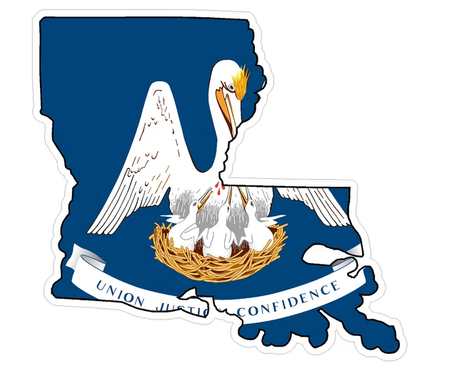 10CM AUTO-AUFKLEBER STICKER Louisiana USA Staats-Umriss-Karte Flagge ...