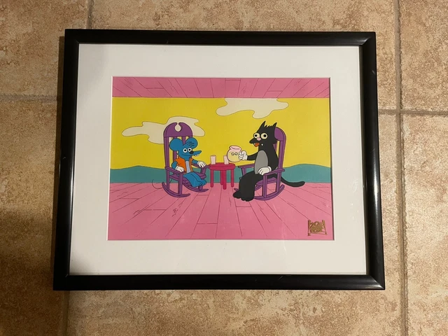 THE SIMPSONS ORIGINAL Animation Production Cel Art Mr. Burns & Waylon ...
